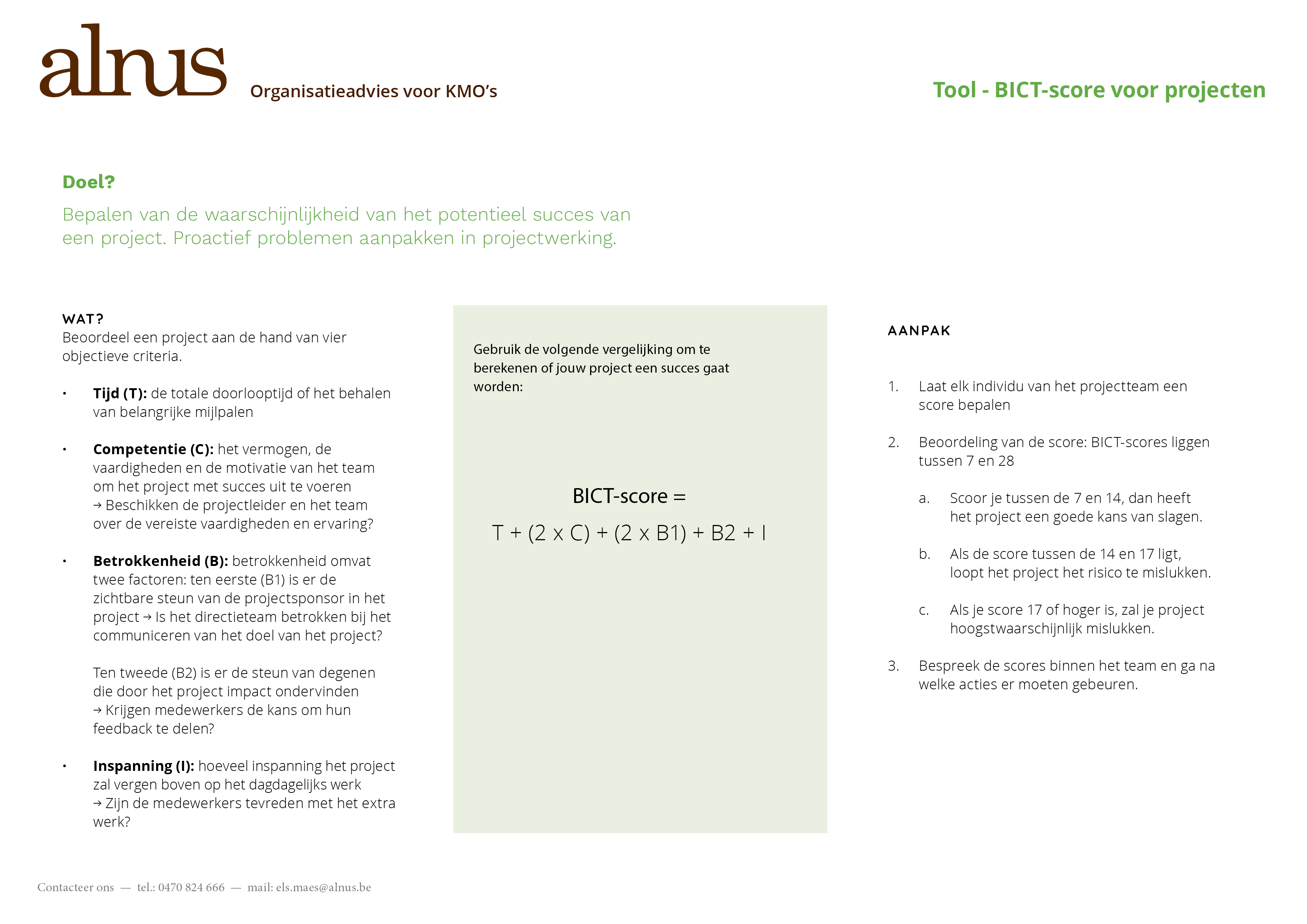BICT-score voor projecten | alnus